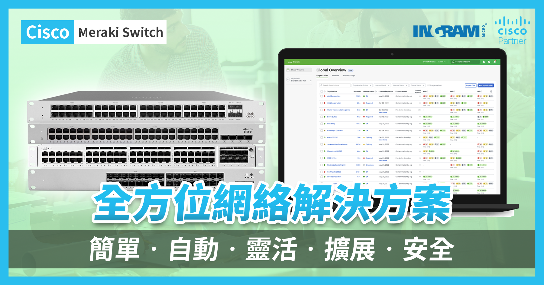 全方位網絡解決方案 簡單‧自動‧靈活‧擴展‧安全 Cisco Meraki Switch - XFastest Hong Kong
